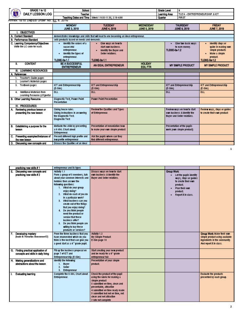 DLL Tle-Ict Week 1 | PDF | Educational Technology | Teaching Method