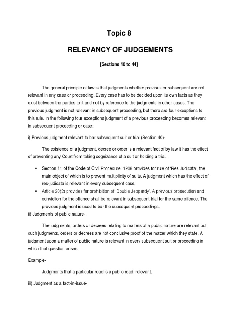Relevacy of Judgements | PDF | Judgment (Law) | Justice