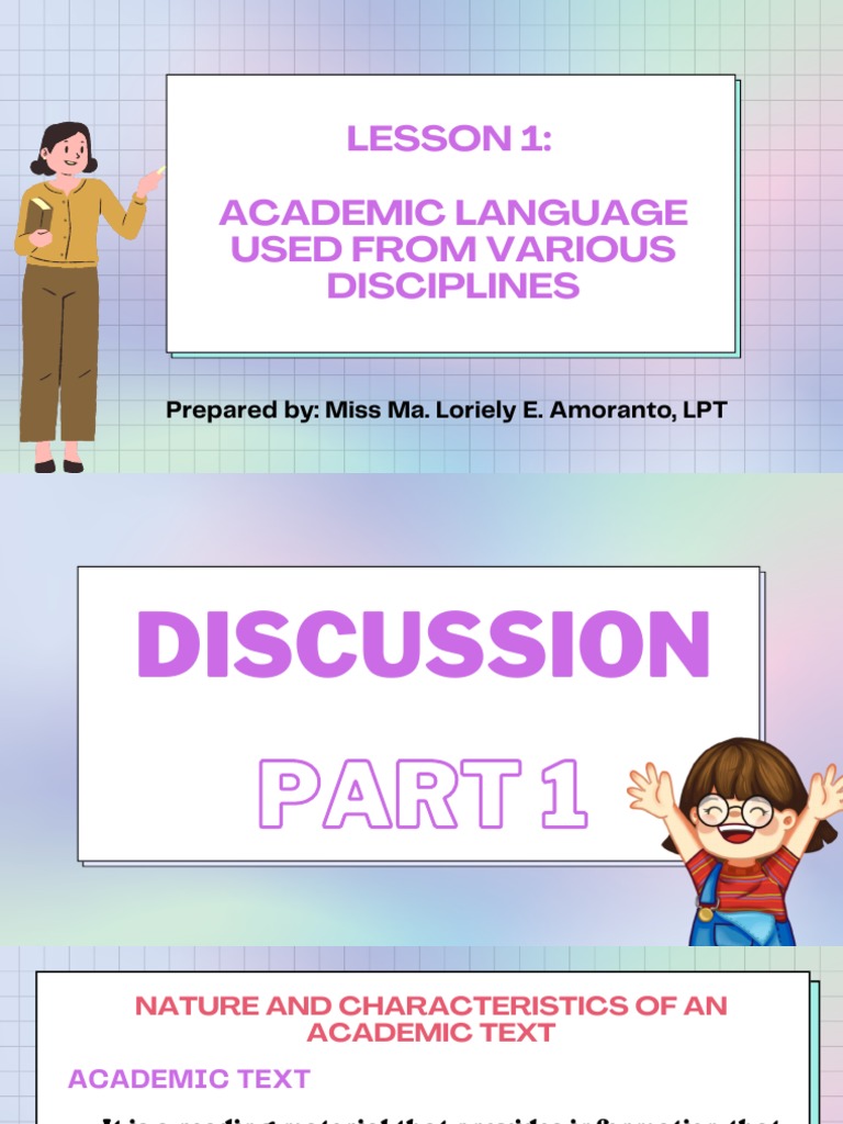 Lesson 1 Academic Language Used From Various Disciplines | PDF | Thesis | Essays