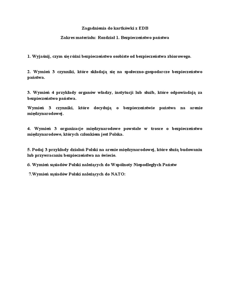 Kartkówka Z EDB | PDF