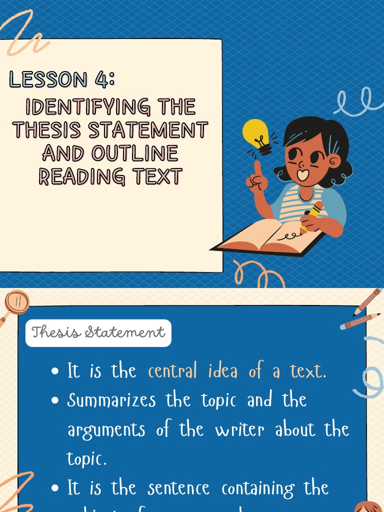 Lesson 4 Identifying The Thesis Statement and Outline Reading Text ...