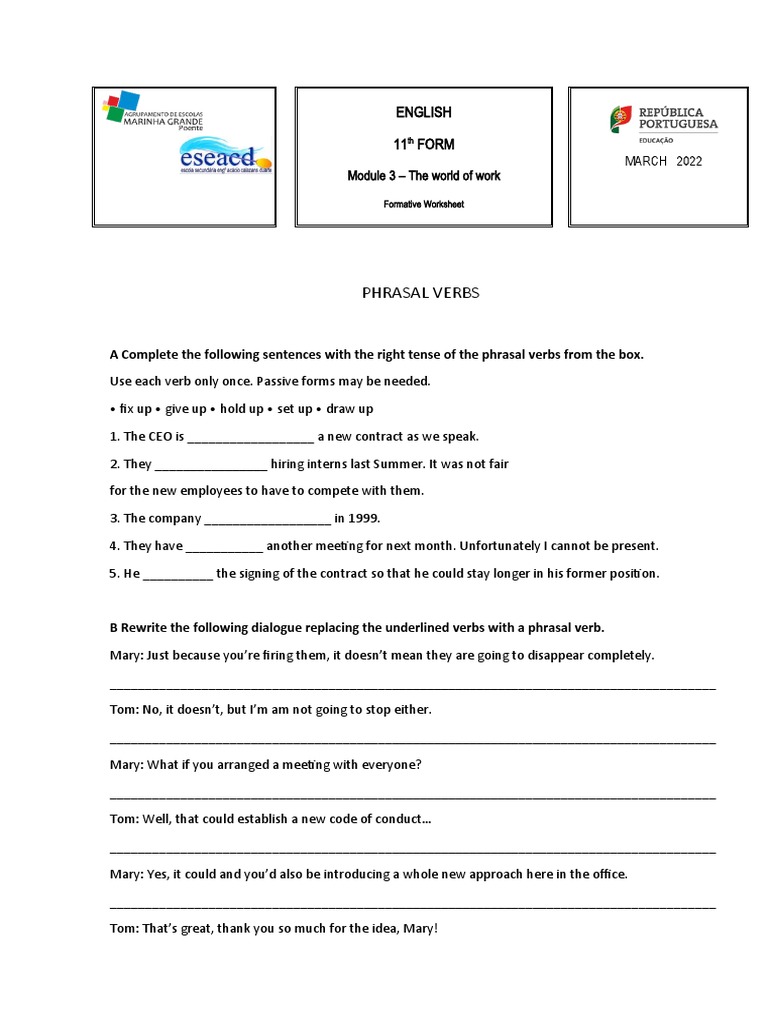 Worksheet - Phrasal Verbs | PDF