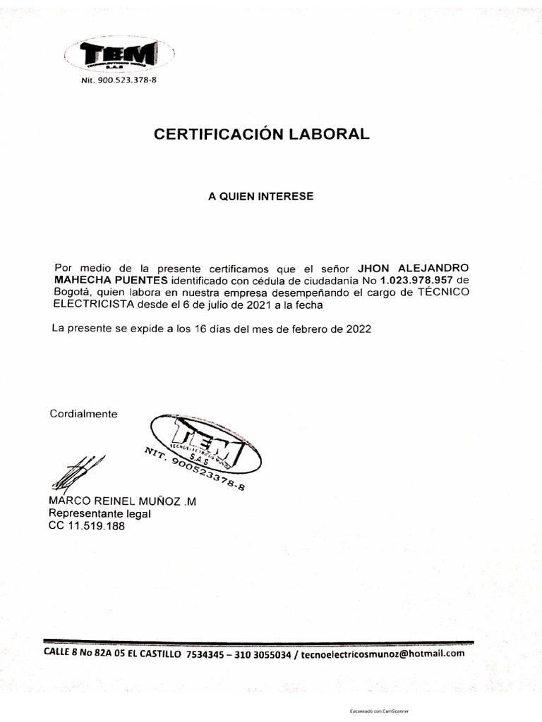 Certificado Laboral | PDF