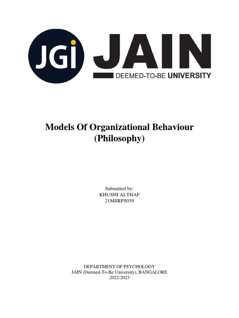 Models of Organizational Behaviour | PDF | Organizational Behavior ...