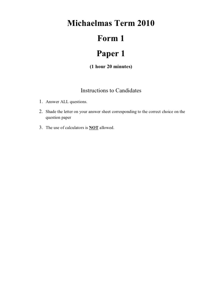 CXC Maths Form1 Paper1 Term1 | PDF | Mathematical Notation | Numbers