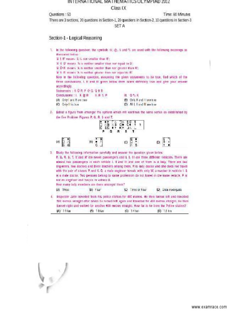 IMO Class 9 Paper 2012 | PDF