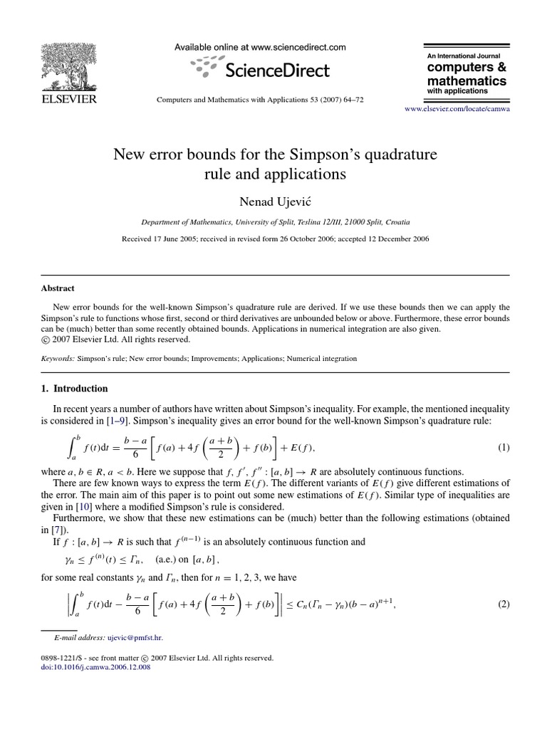 Simpson's Rule Error Bounds | PDF
