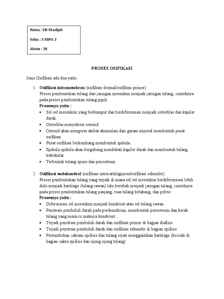 BIOLOGI - Proses Osifikasi | PDF