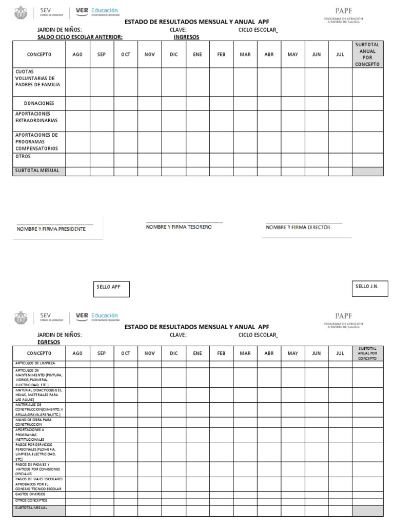 Formato Corte de Caja Apf | PDF