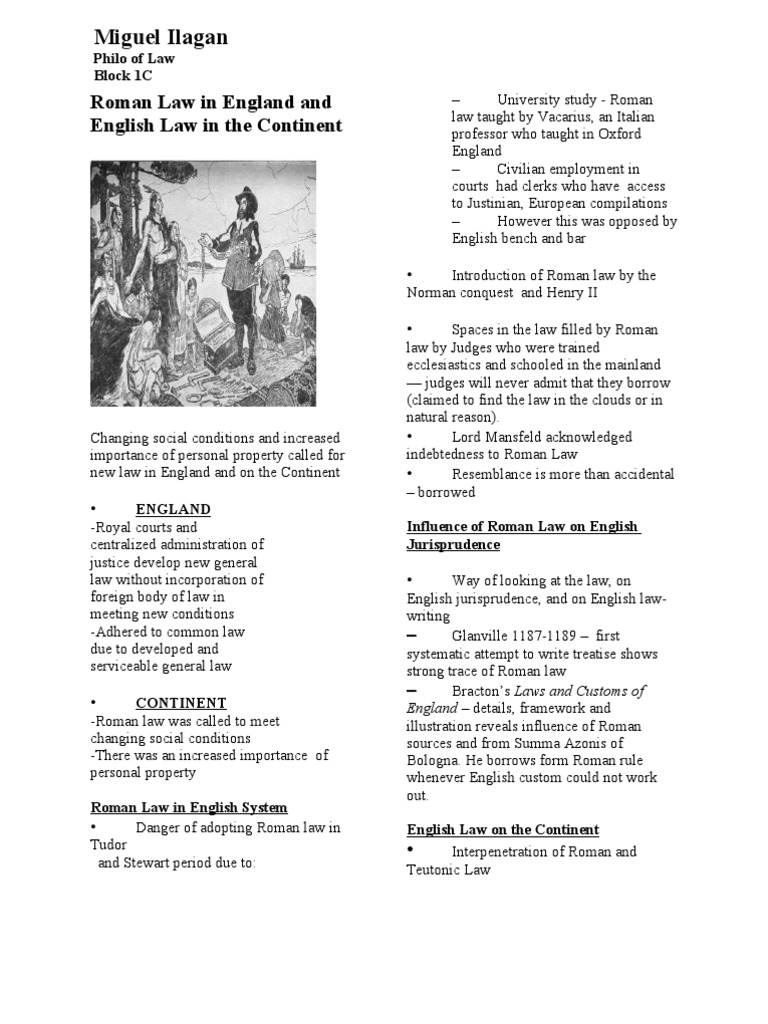Roman Law Handout | PDF | Roman Law | Jurisprudence