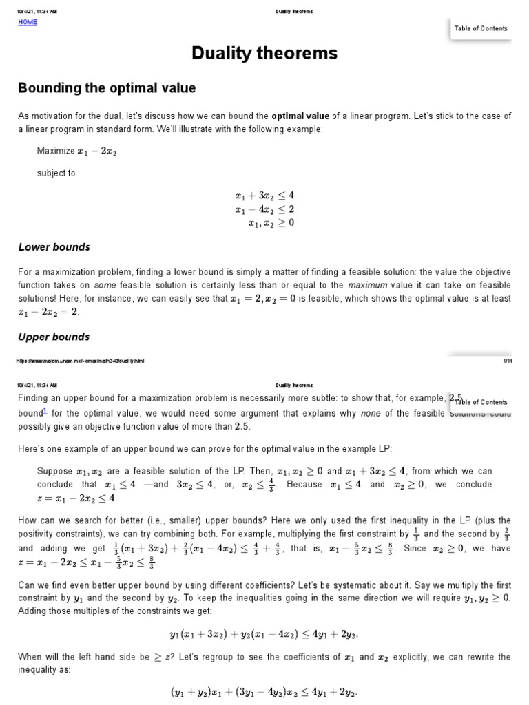 Duality Theorems Weak | PDF | Linear Programming | Mathematical Logic