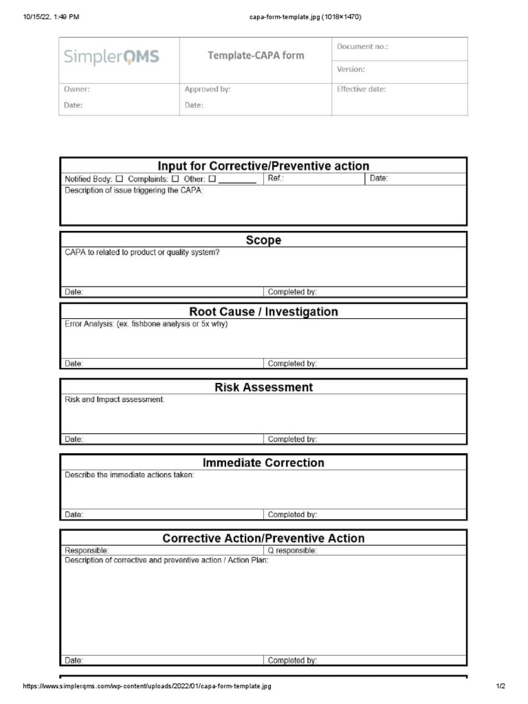 Capa Form Template | PDF