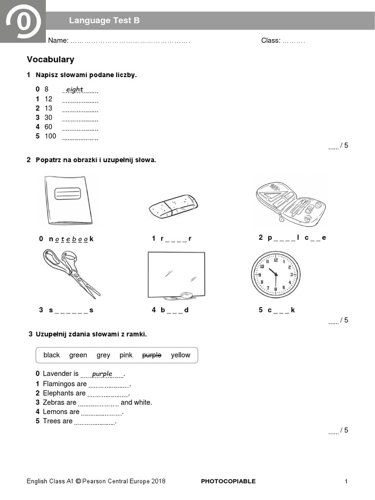 ECA1 Tests Language Test 0B New2018 | PDF