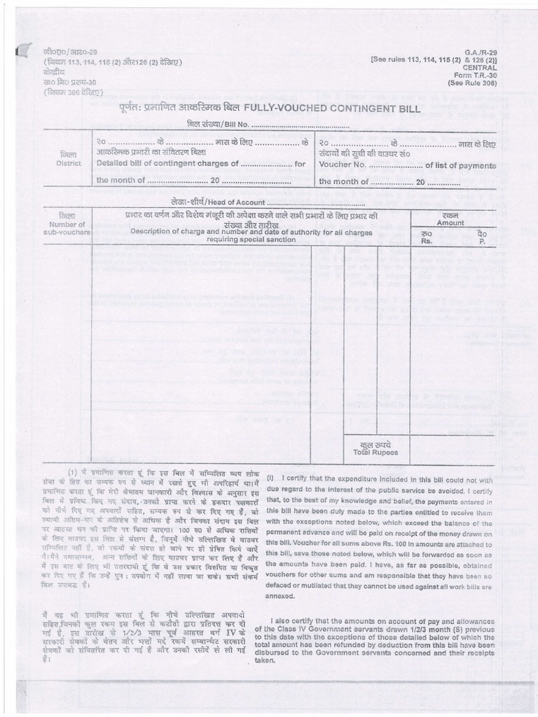 Fully Vouched Contingent Bill Format | PDF