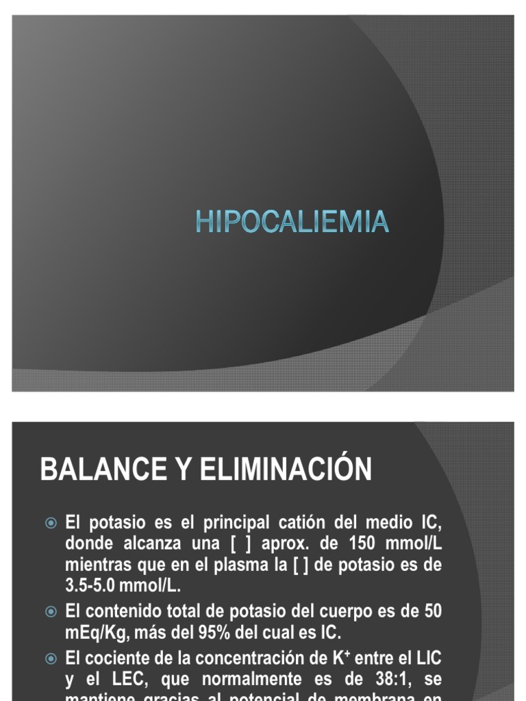 HIPOCALIEMIA | PDF | Potasio | Dieta y nutrición