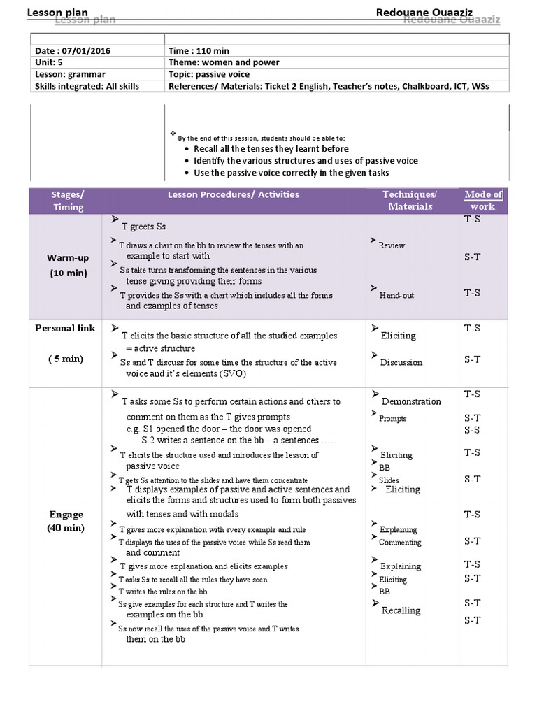 2 Bac Women and Power Passive Voice | PDF | Behavior Modification ...