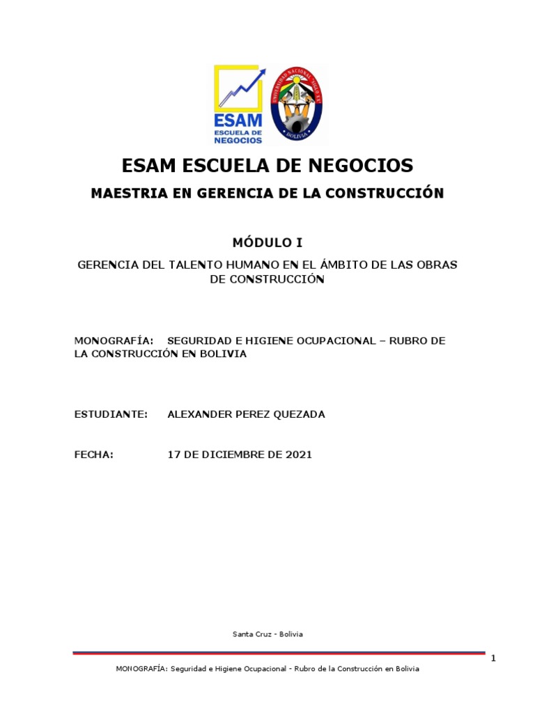 Tarea N°04 Monografia Seguridad Ocupacional | PDF | Seguridad y salud ocupacional | Economias
