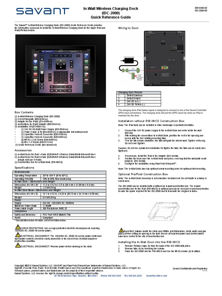 In-Wall Wireless Charging Dock (IDC-2000) QRG 1 | PDF | I Pod | I Pad