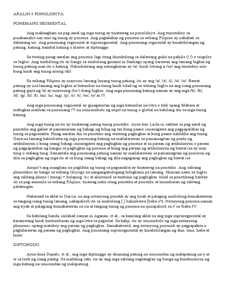 Aralin 4 Ponolohiya | PDF