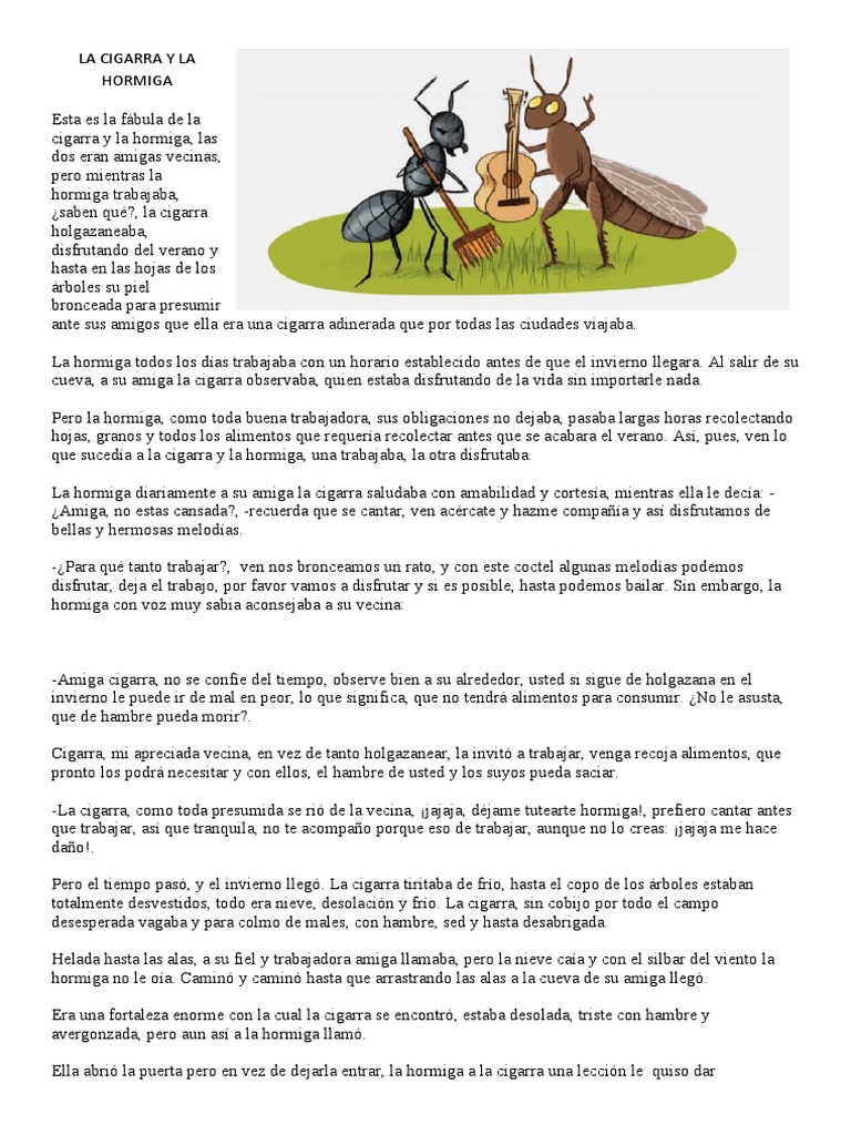 La Cigarra y La Hormiga | PDF | Poesía