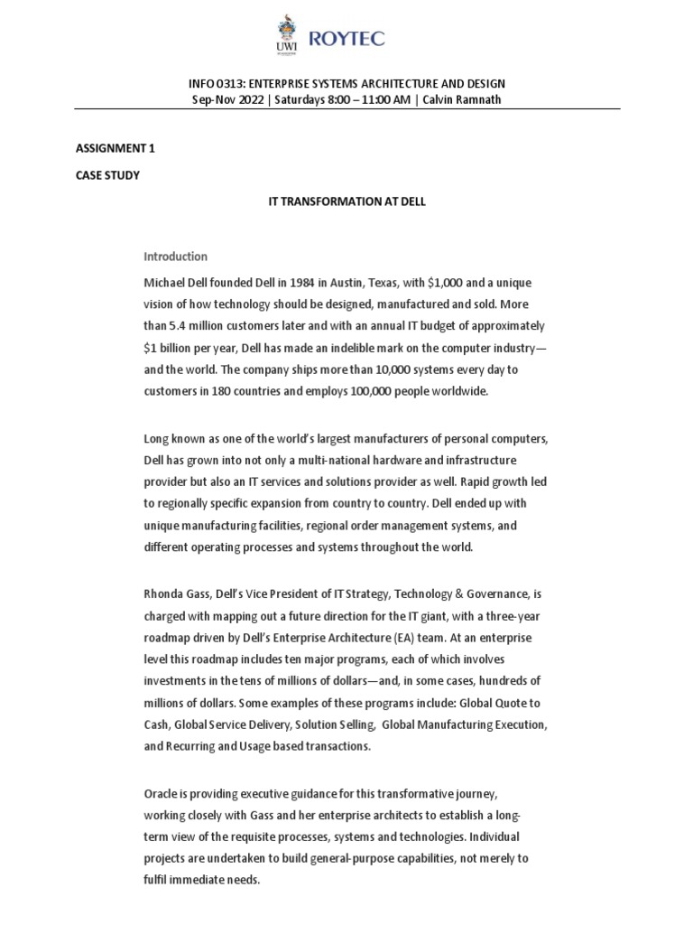 Dell's IT Transformation Strategy | PDF | Enterprise Architecture ...