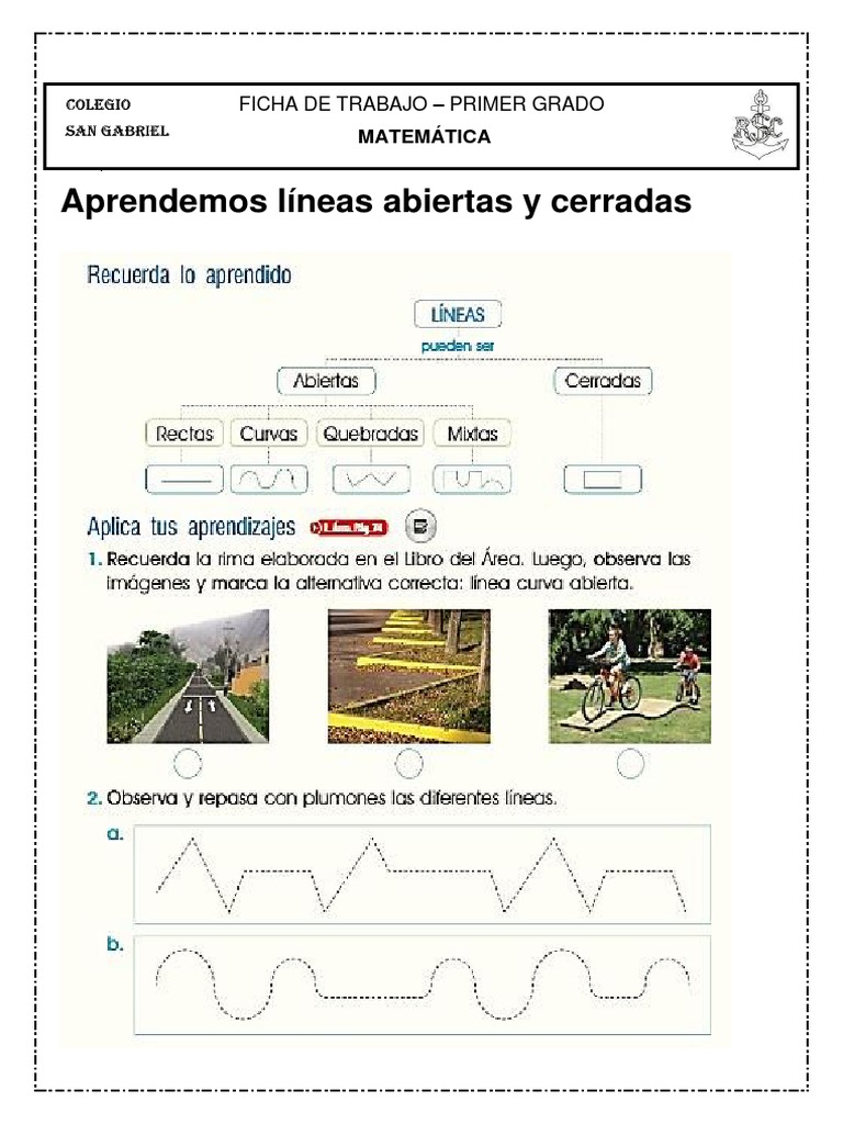 FICHA DE LÍNEAS ABIERTAS Y CERRADAS Primer Grado 2022 | PDF