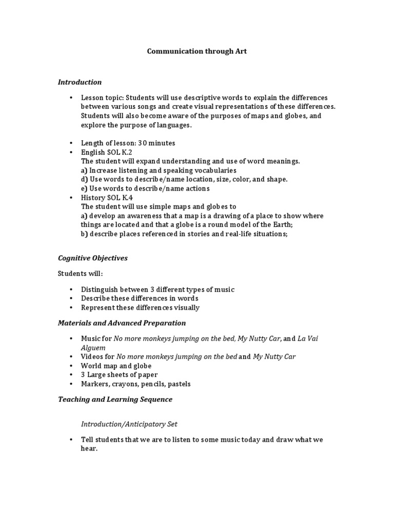 Communication Through Art | PDF | Vocabulary | Educational Assessment