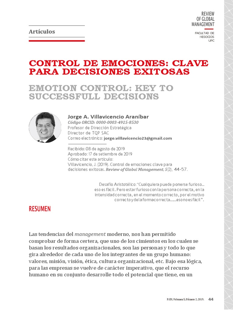 Control de Las Emociones | PDF | Las emociones | Liderazgo