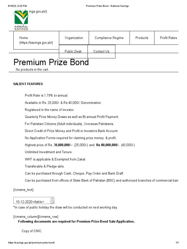 Premium Prize Bond - National Savings | Download Free PDF | Banks ...