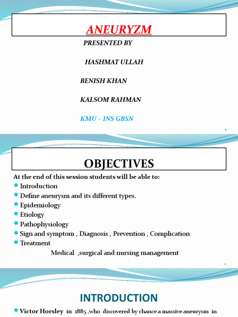 Aneurysm | PDF | Aorta | Diseases And Disorders