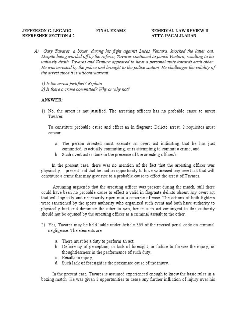 Remedial Law Review Pagalilauan Final Exams Tomottor | PDF | Prosecutor ...