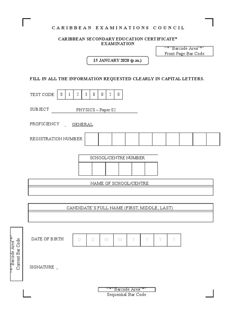 CSEC Physics P2 2020 January | PDF | Logic Gate | Refraction