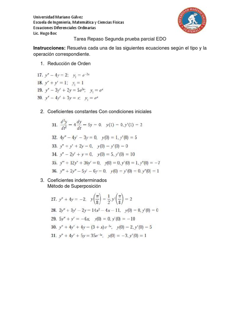 Repaso Prueba Parcia 2 EDO | PDF