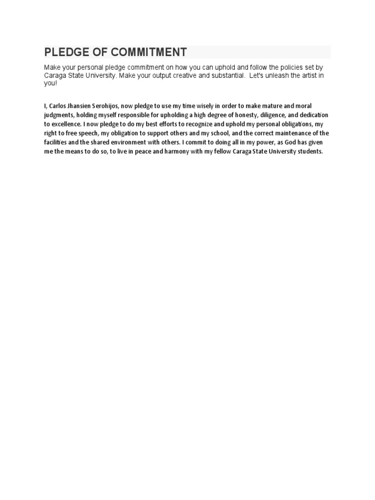 Pledge of Commitment | PDF