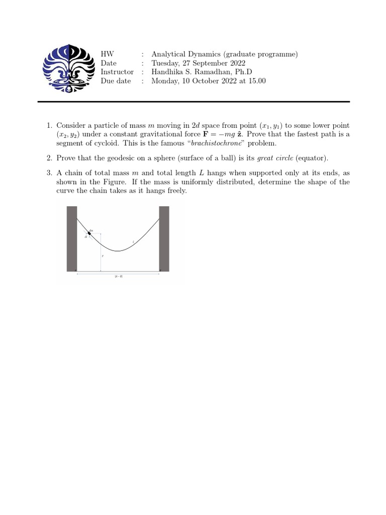 HW 2 Analytical Dynamics 2022 | PDF