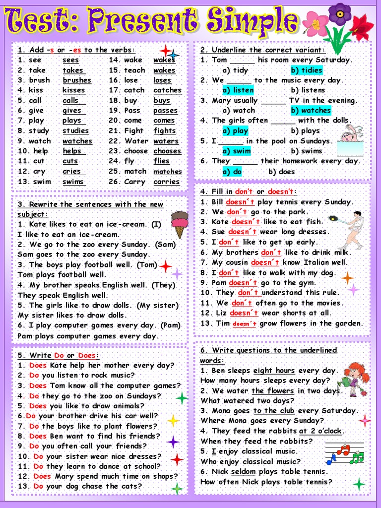 Present Simple Worksheet | PDF