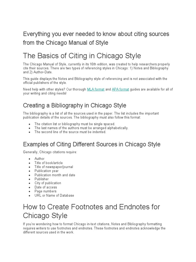 Chicago Style | PDF | Citation | Note (Typography)