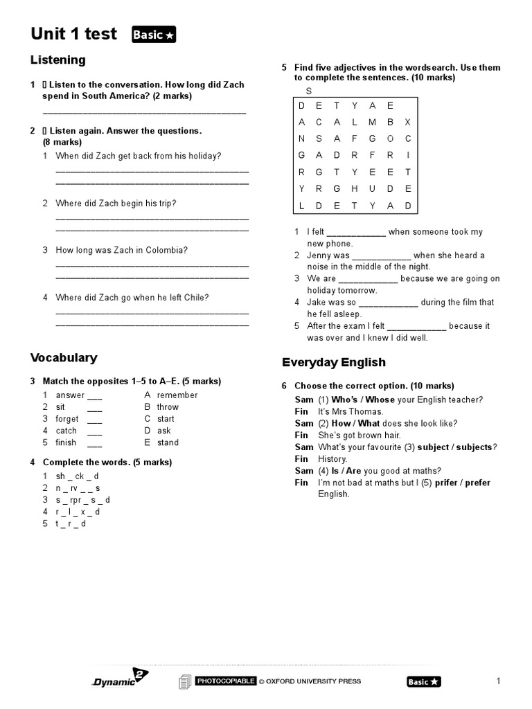 DY2 Test U1 1basic | PDF