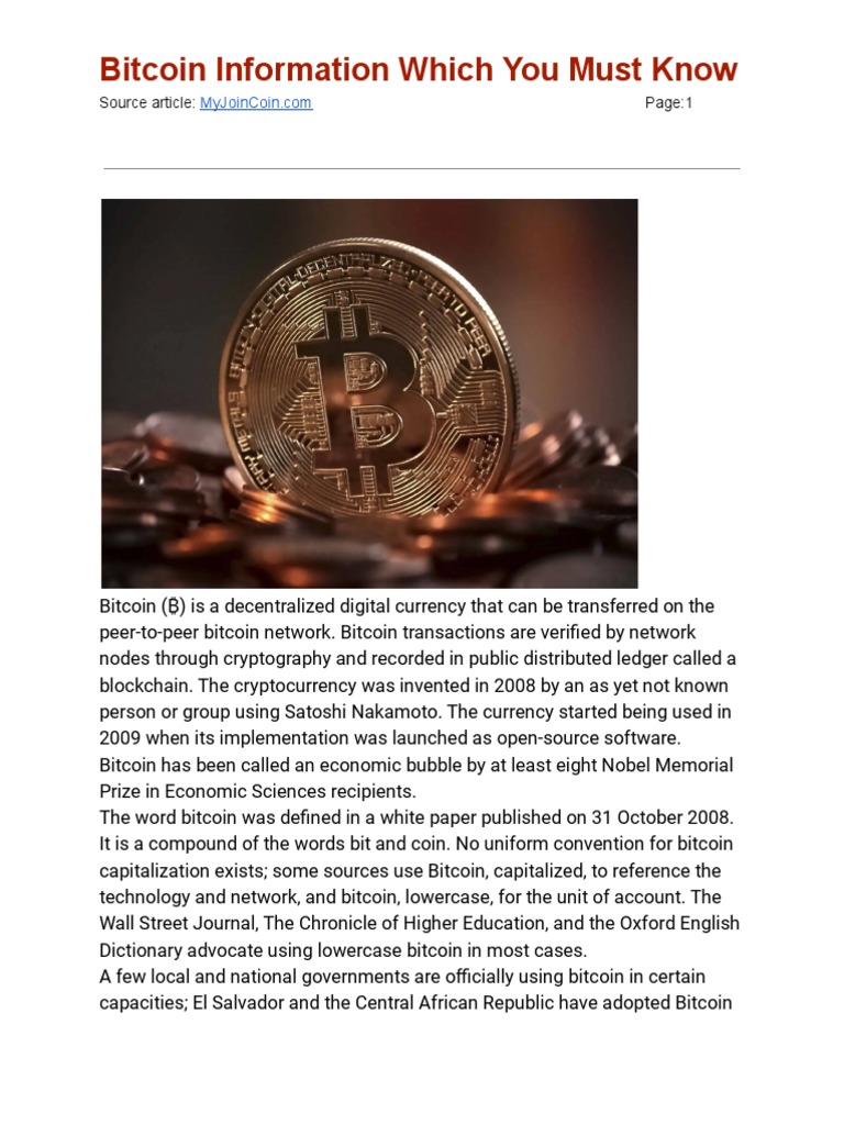 Bitcoin Information Which You Must Know | PDF | Bitcoin | Cryptocurrency