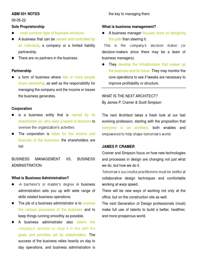 Abm 501 Notes | PDF | Building Information Modeling | Architect