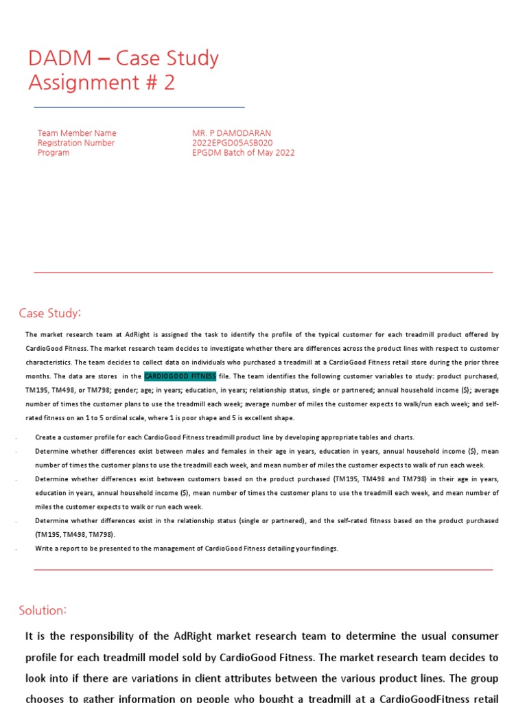DADM - Case Study - Assignment 2 - Damodaran Pichaiyandi | PDF | Marketing Research | Gender