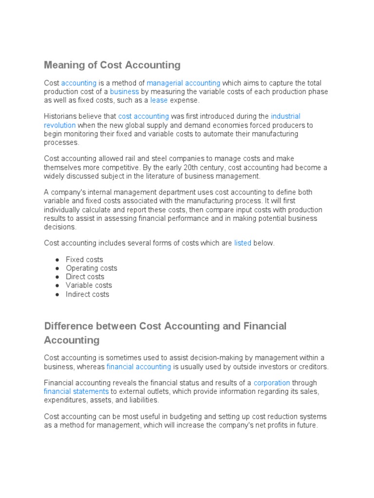 What Is Cost Accounting | PDF | Cost Accounting | Accounting