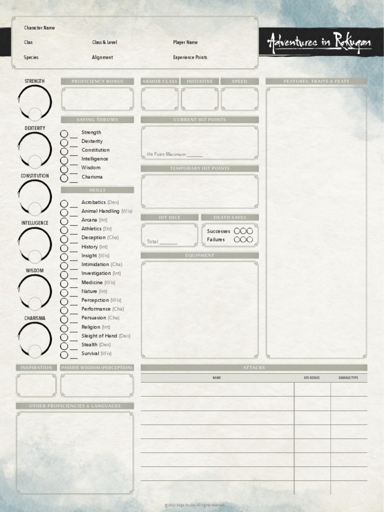 Character Sheet | PDF | Adventure Games | Tabletop Games