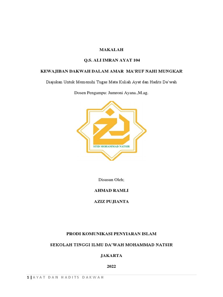 MAKALAH Ayat Dan Hadits Dakwah-1 | PDF