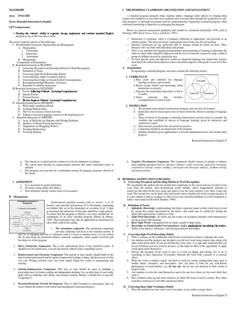 Remedial Instruction | PDF | Phonics | Reading Comprehension