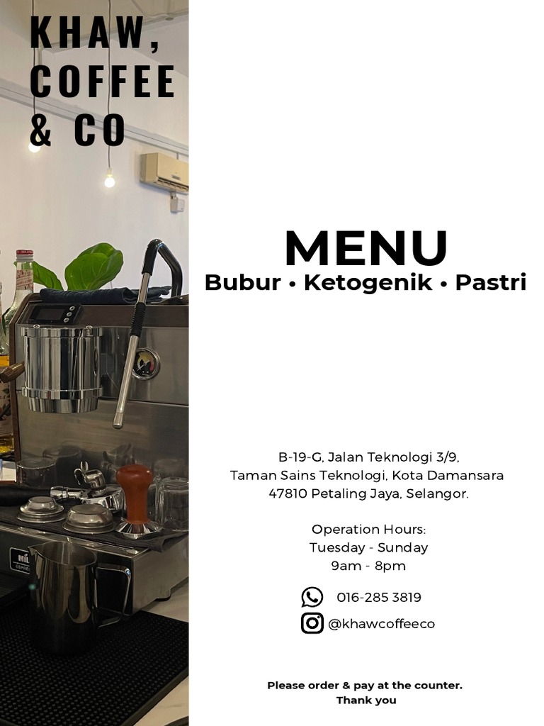 Khaw Coffee & Co Menu Overview | PDF | Lasagne | French Fries