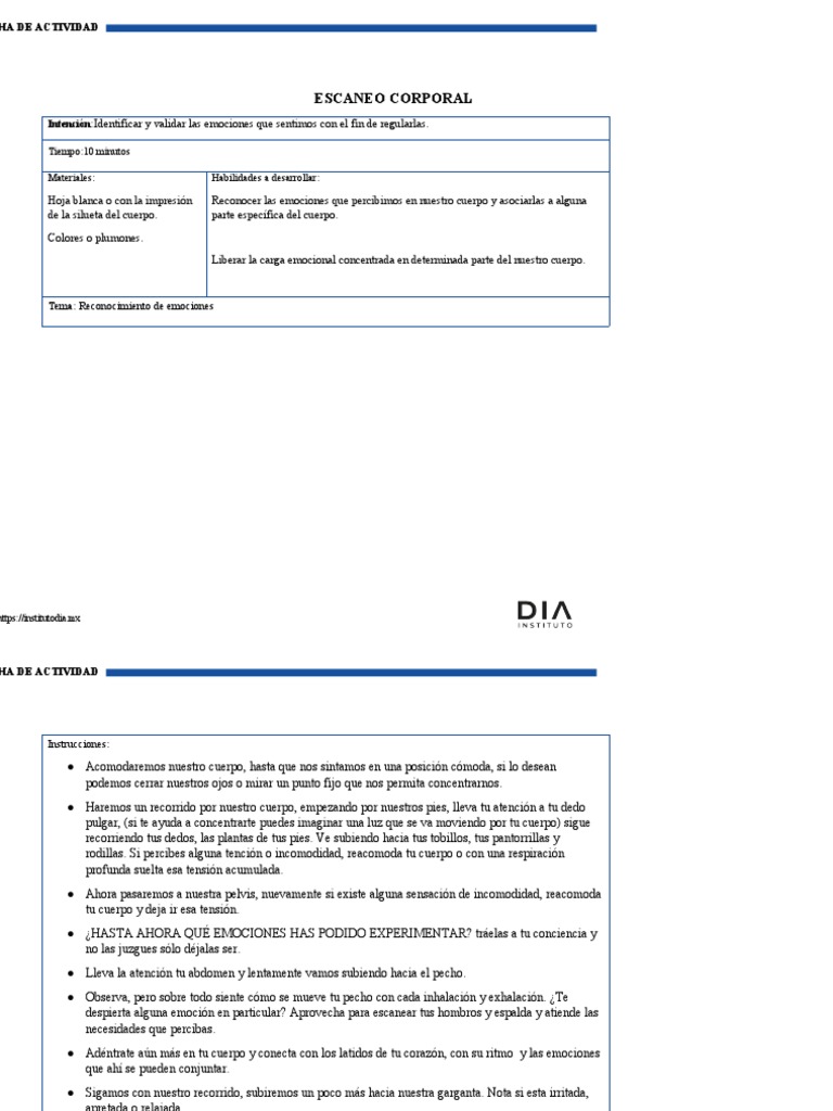 Ficha de Actividad - Escaneo Corporal | PDF | Las emociones