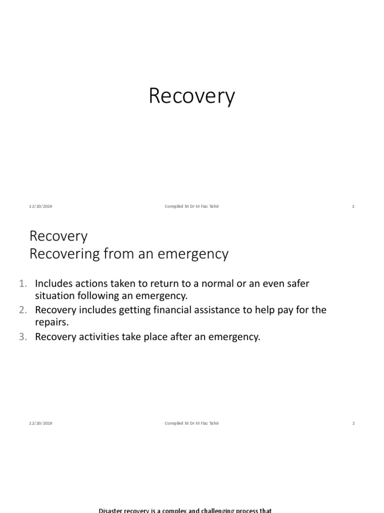 Recovery | PDF