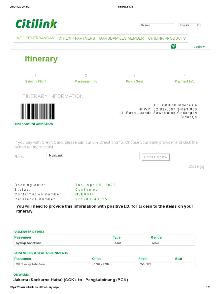 Citilink Co Id | PDF | Transport | Aviation