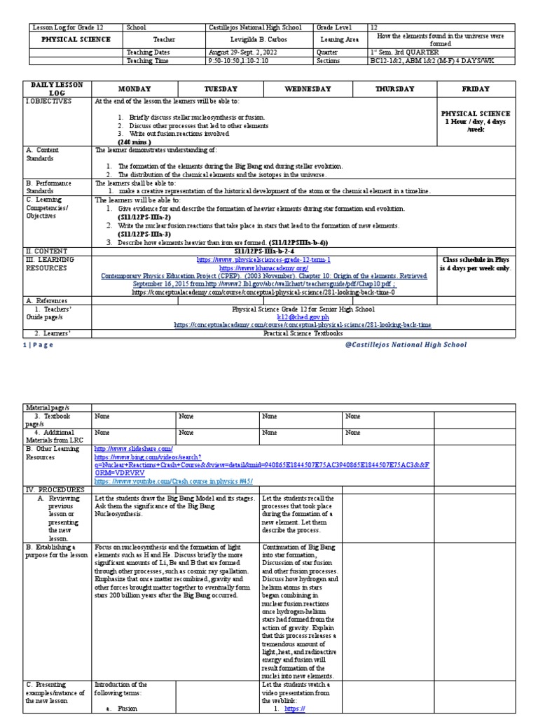 Physical Science 12 - We Are All Made of Star Stuff (Formation of The ...